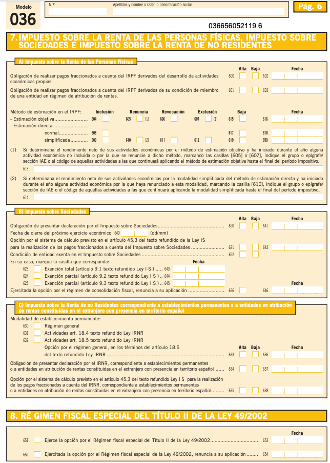 Modelo 036 de Hacienda: que es y como rellenarlo - Información Autonomos
